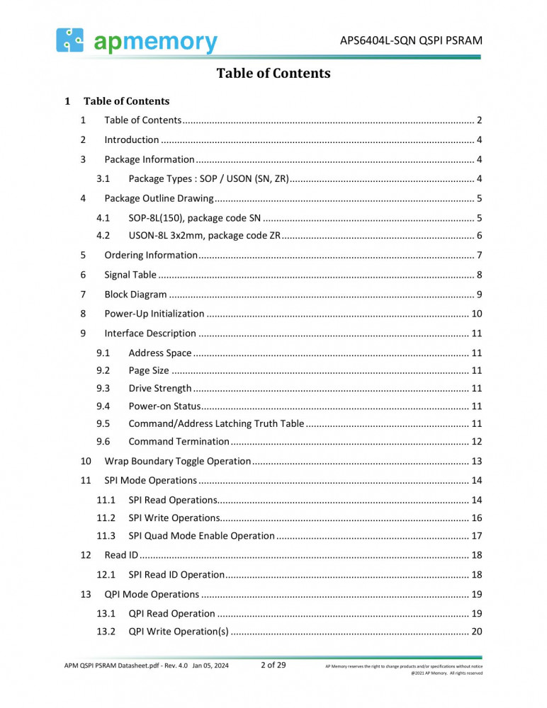 APS6404L-SQN-SN datasheet page 2