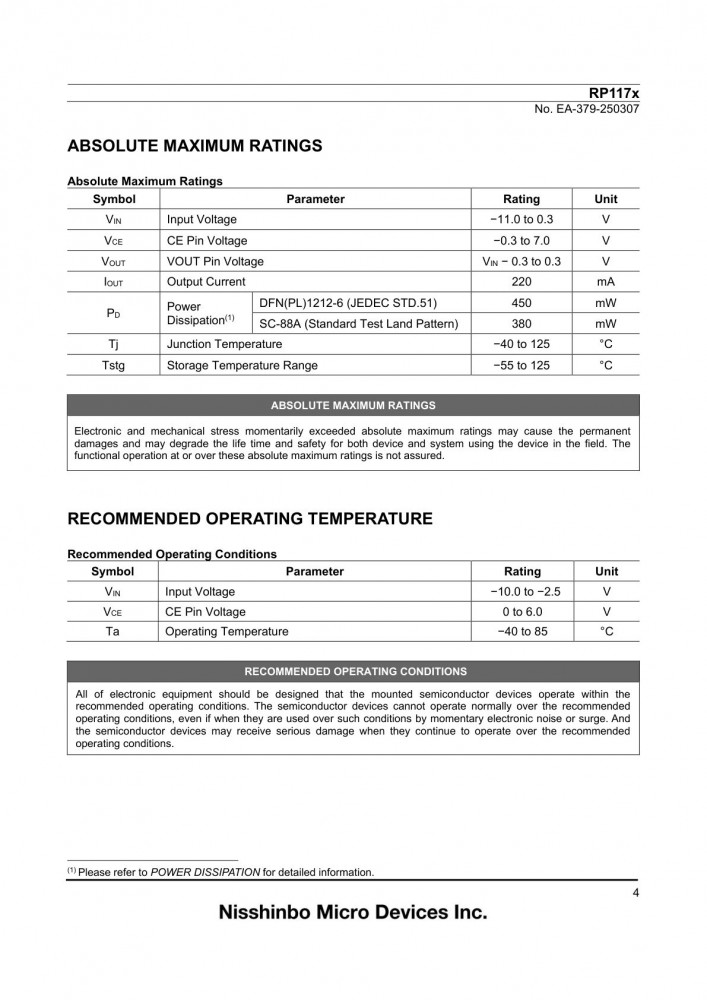 RP117x datasheet page 4