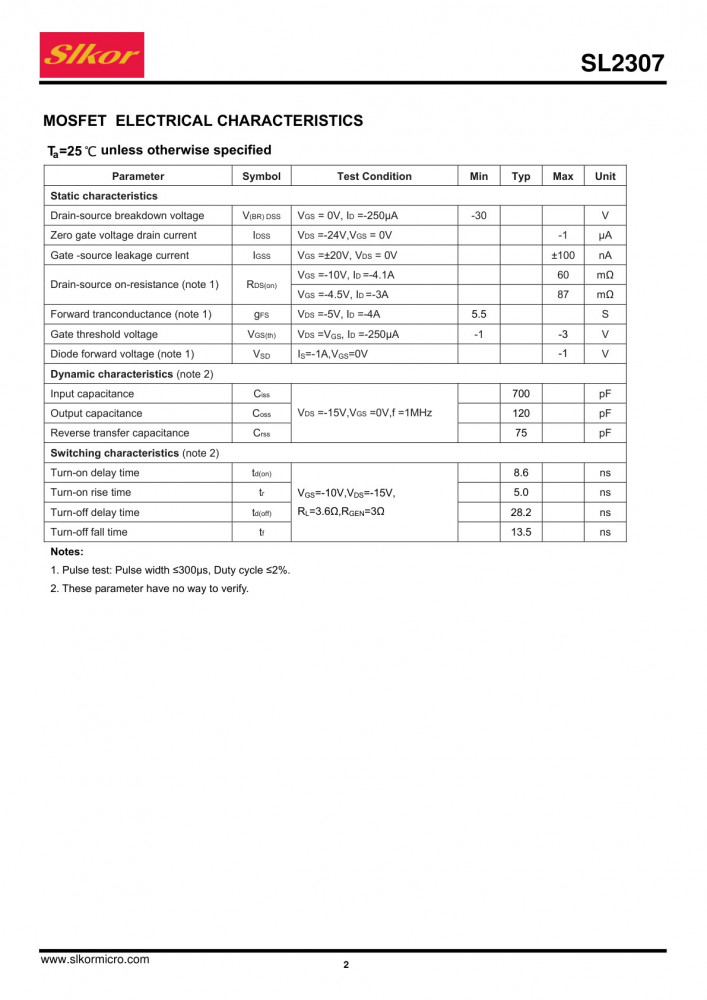 SL2307 datasheet page 2