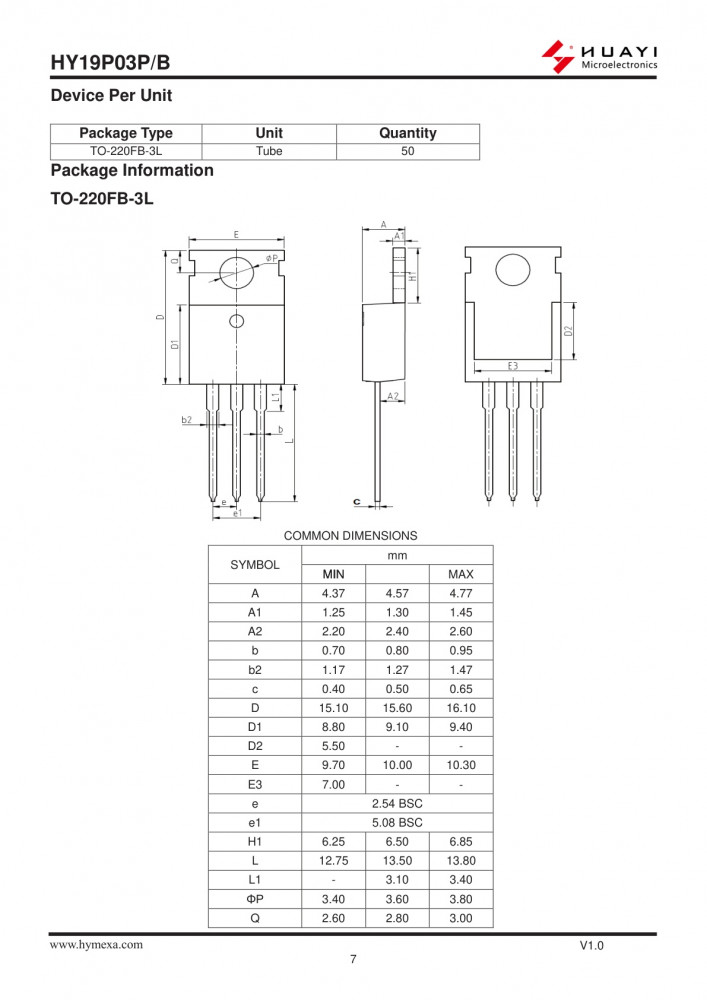 HY19P03B datasheet page 7