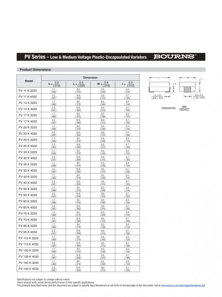 BOURNS PV Series datasheet page 3