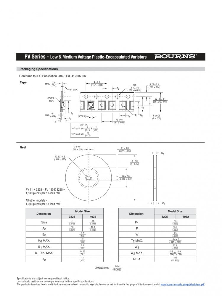 BOURNS PV Series datasheet page 8