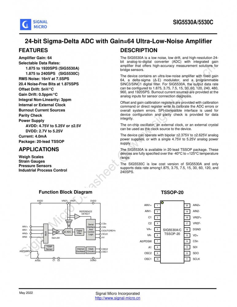 SIG5530A datasheet page 1