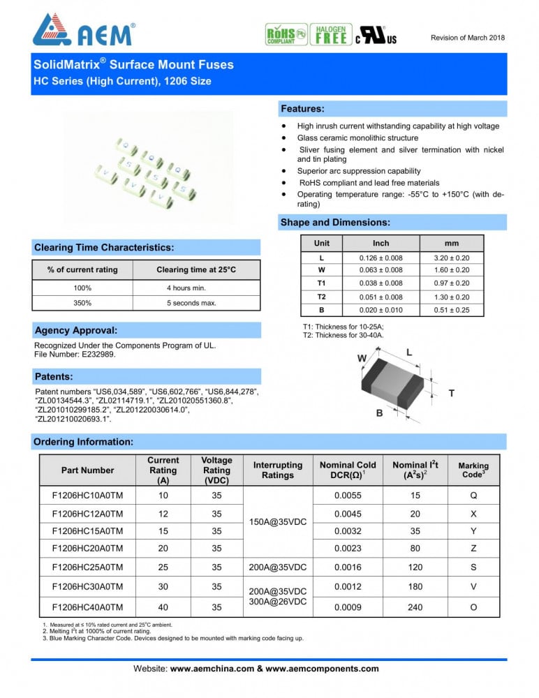 AEM SolidMatrix HC Series datasheet page 1