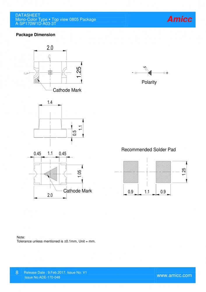 A-SP170W1D-A03-3T datasheet page 8