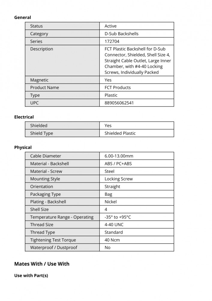 Product document page 2 for MOLEX 1727040178