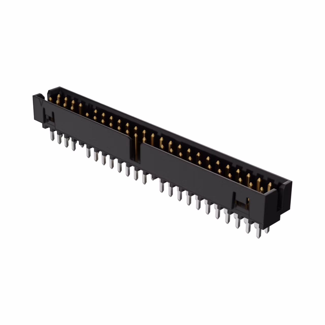 2.00mm Pitch, Milli-Grid PCB Header, Dual Row, Vertical, Through Hole, Shrouded, 50 Circuits, Circuits 9, 10, and 27 Voided, 0.76µm Gold (Au) Plating, 2.50mm Tail Length, Dual Side Slots, Dual Friction Locks, Center Polarization, Tube for sale