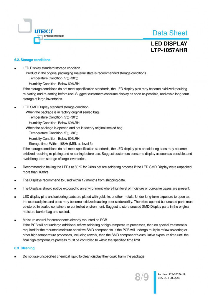 LTP-1057AHR datasheet page 9