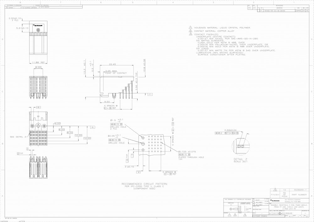 TE Connectivity 5536649-1 controlled customer drawing