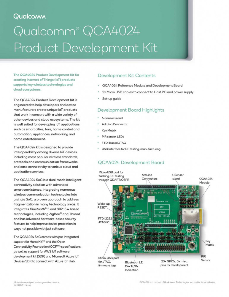 Qualcomm QCA4024 development kit documentation page 1