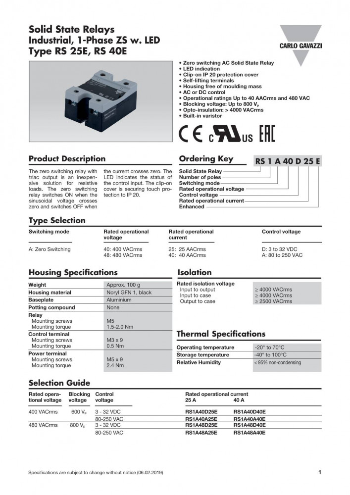 RS1A48D40E product document page 1