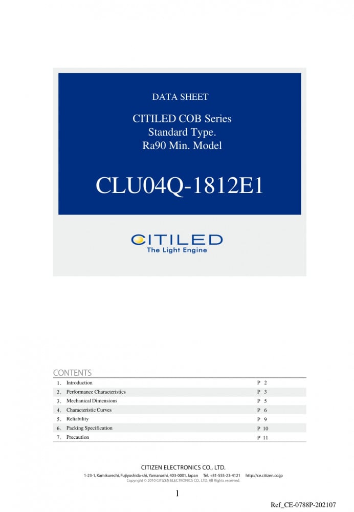 CITIZEN CLU04Q datasheet page 1