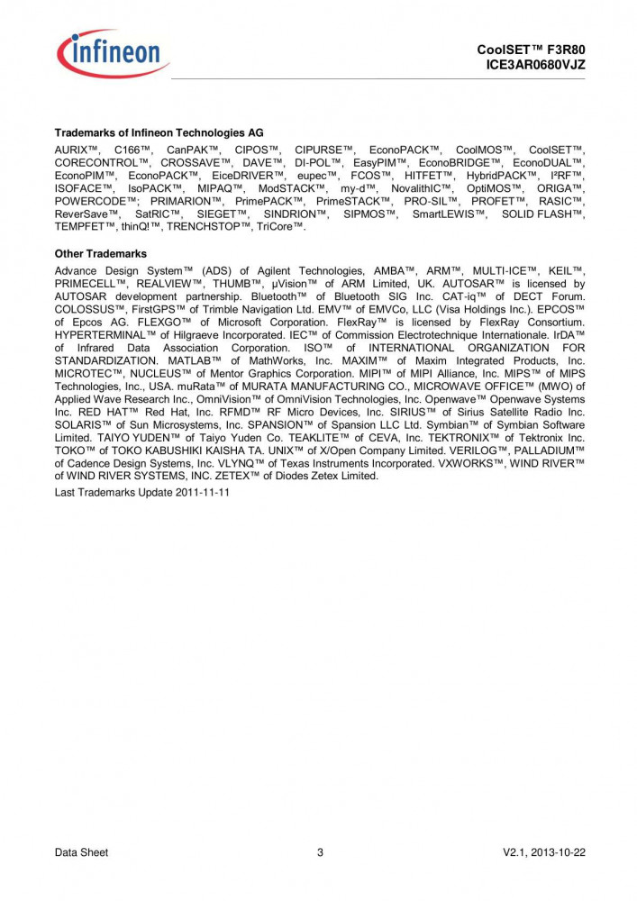 ICE3AR0680VJZ datasheet page 3