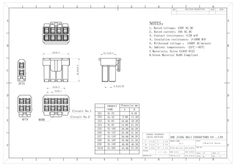DLL XL series technical drawing page 2