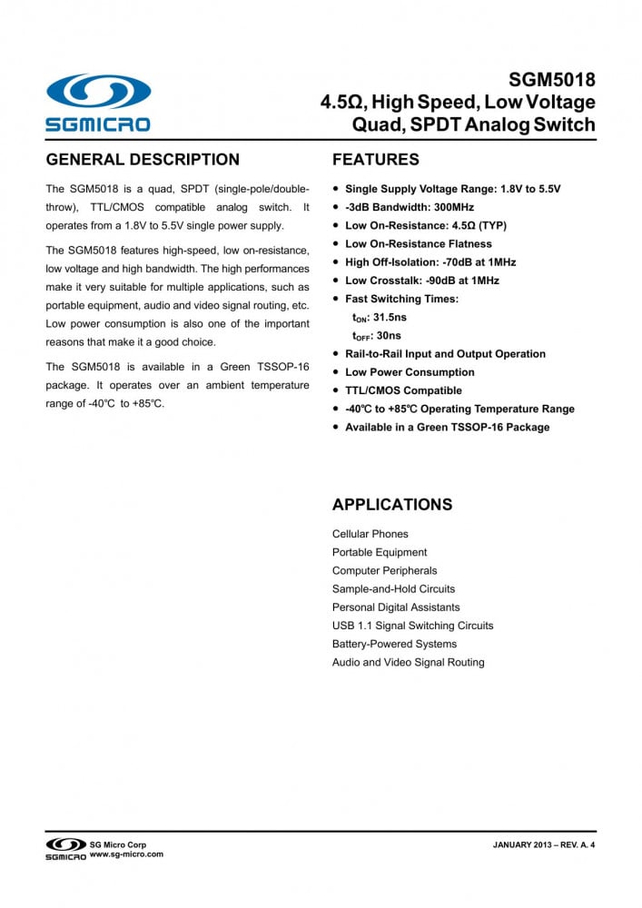 SGM5018 datasheet page 1