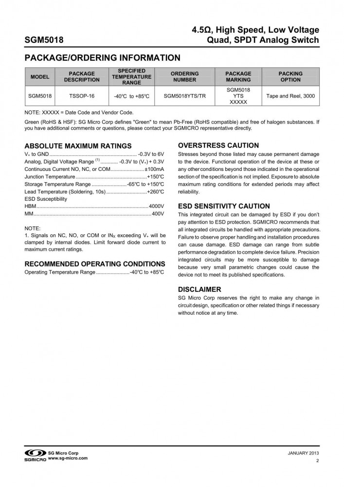 SGM5018 datasheet page 2