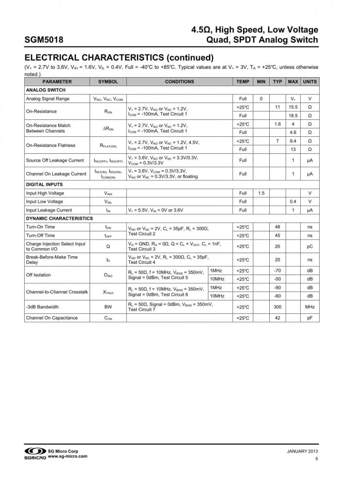 SGM5018 datasheet page 5