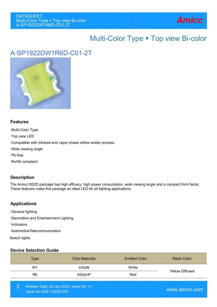 A-SP1922DW1R6D-C01-2T approval sheet page 2