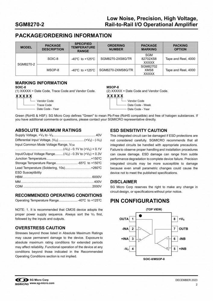 SGM8270-2 datasheet page 2