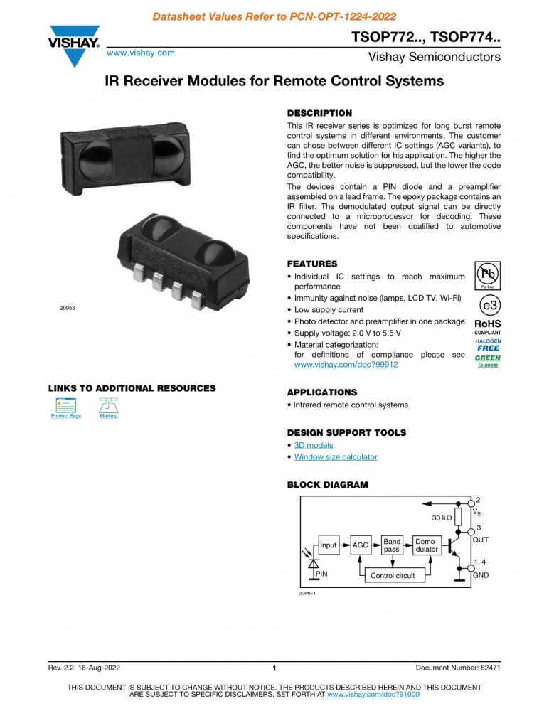 TSOP77236TT datasheet page 1