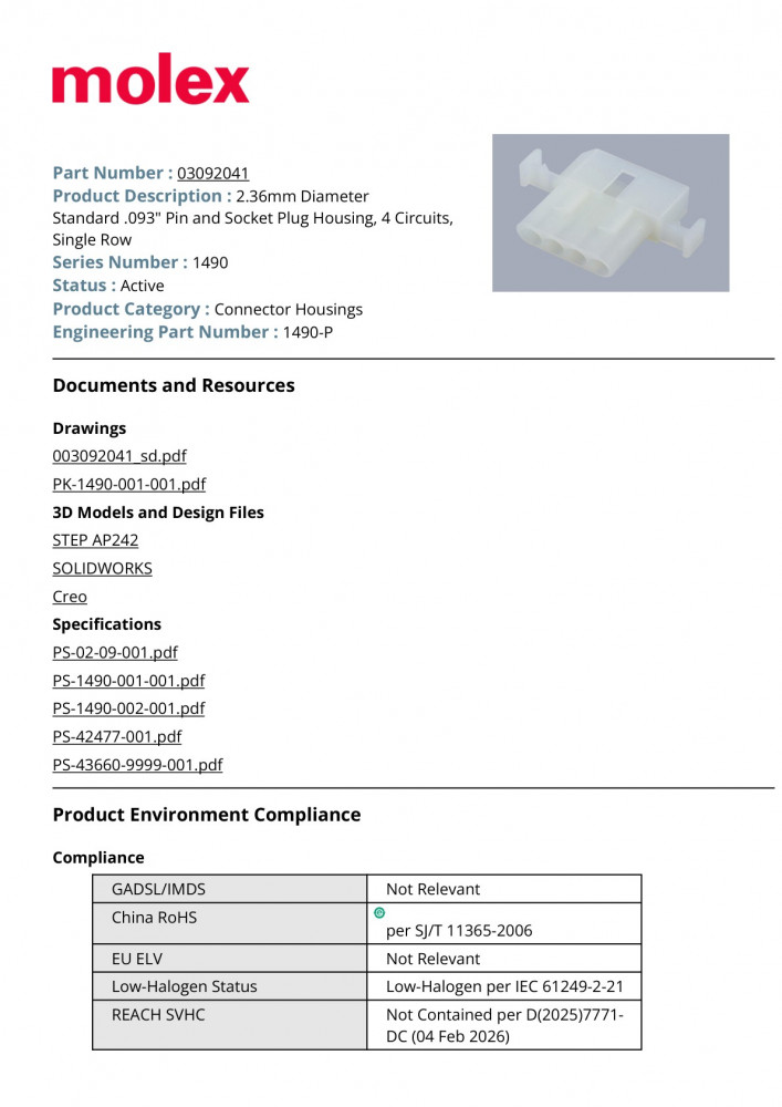 MOLEX technical document page 1
