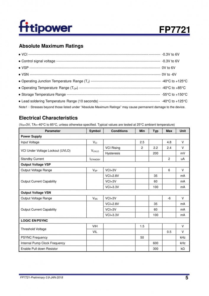 FP7721BX2 datasheet page 5