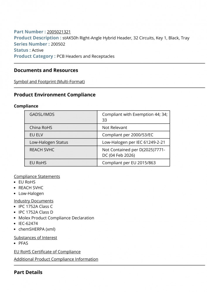 MOLEX 2005021321 technical document image 1