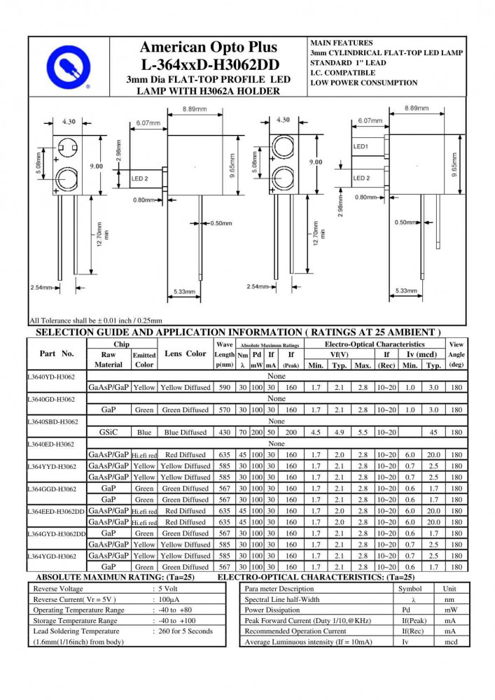L3640YD-H3062DD product datasheet visual