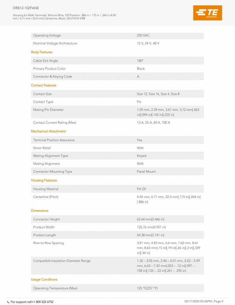 DRB12-102PANE technical document page 2