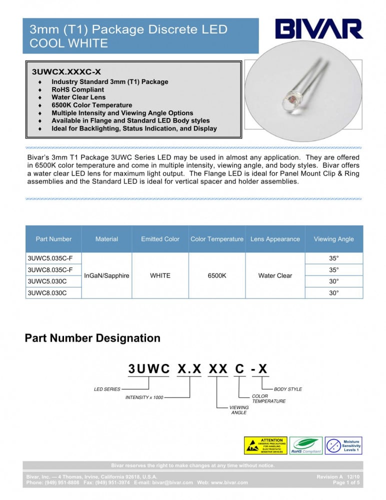 BIVAR 3UWC series datasheet page 1