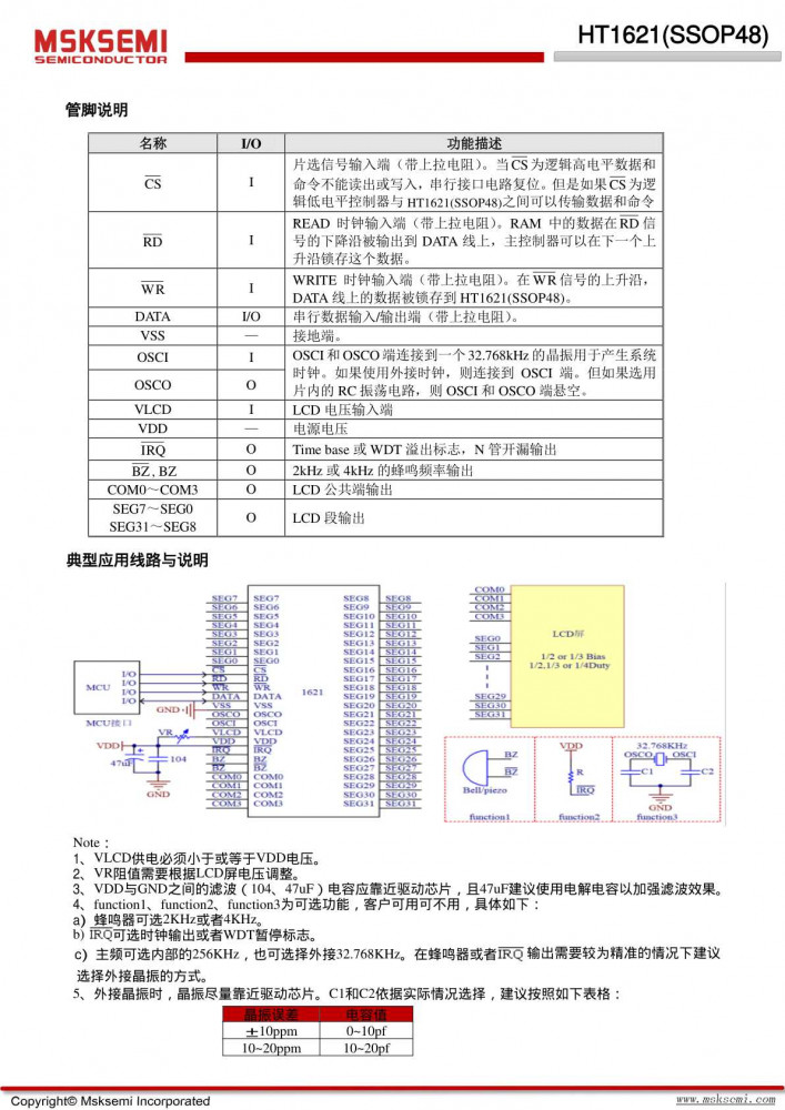 HT1621 datasheet page 3