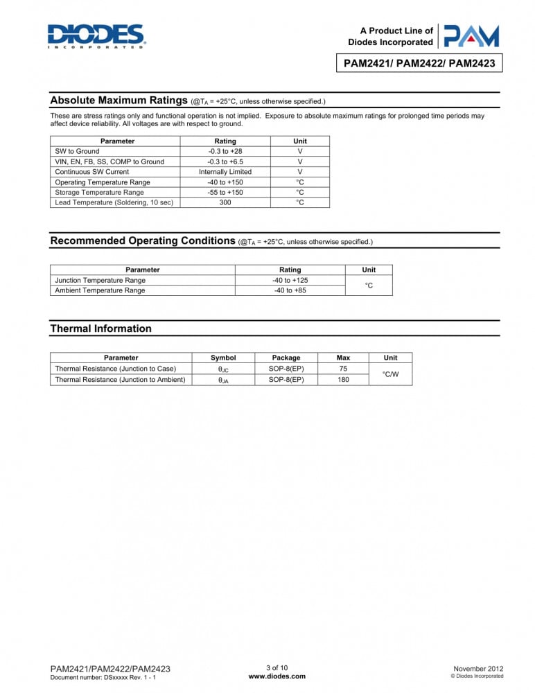 PAM2423AECADJR datasheet page 3
