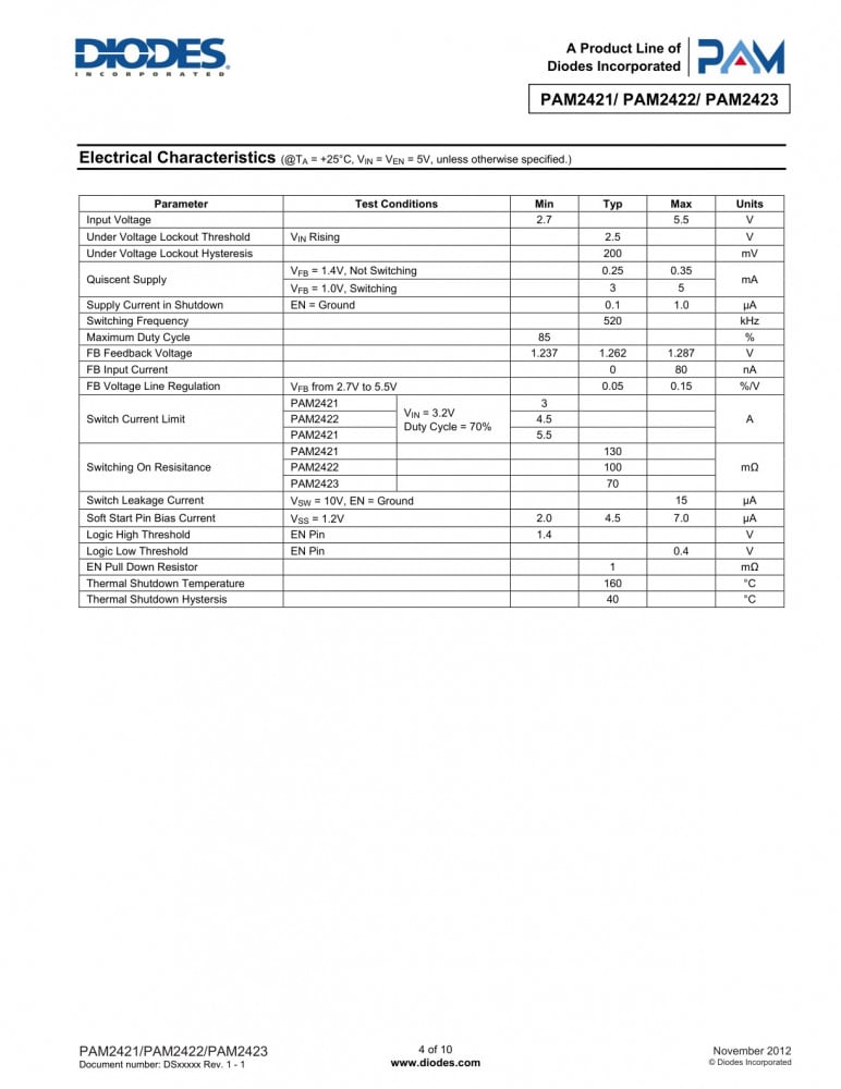 PAM2423AECADJR datasheet page 4