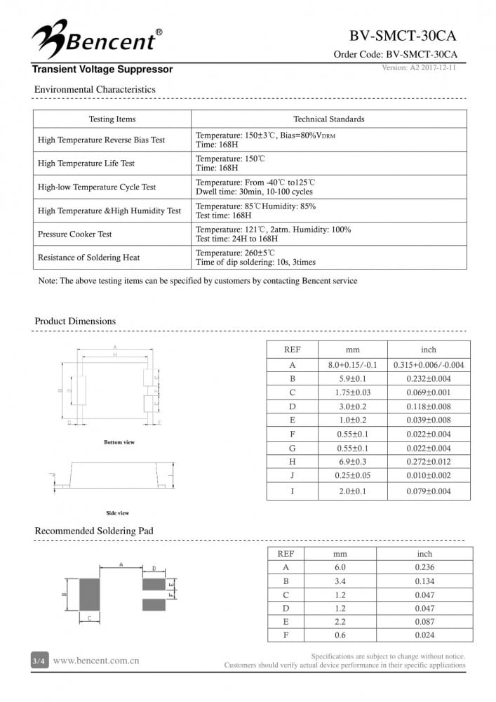 BV-SMCT-30CA datasheet page 3