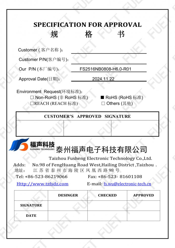 FS2516NB0808-H6.0-R01 specification page 1