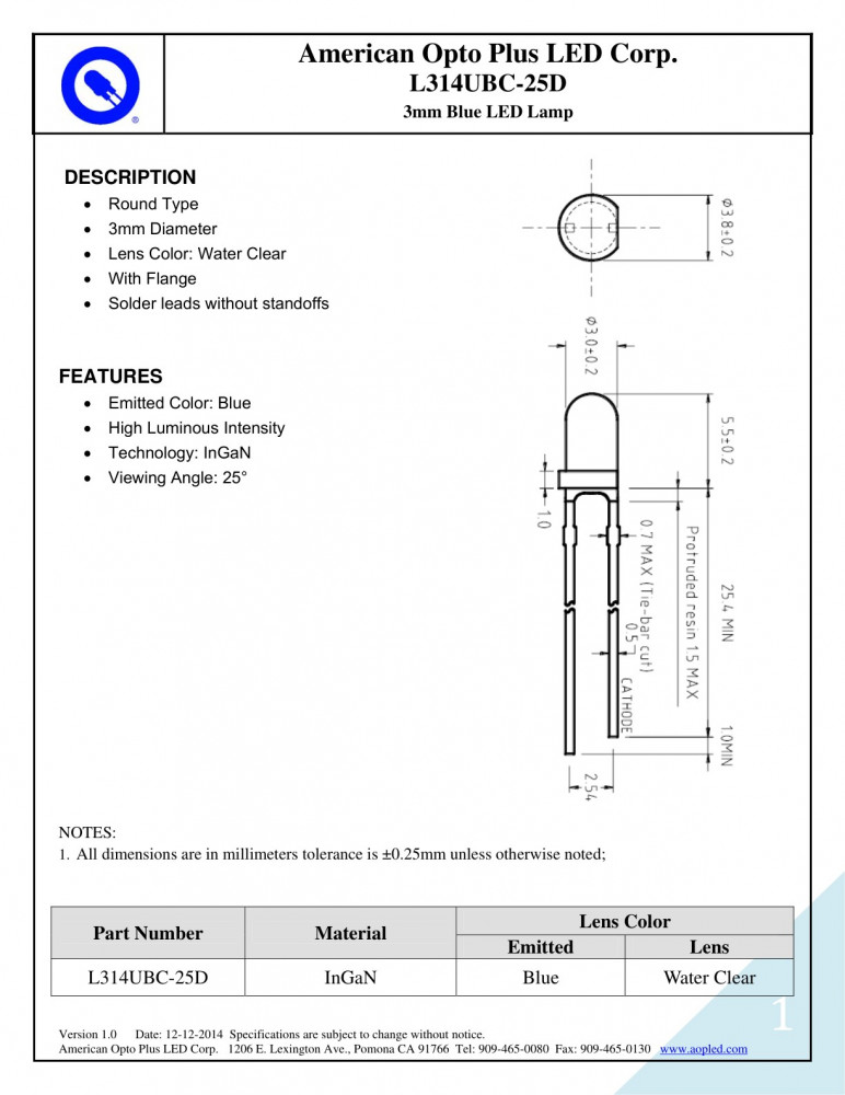 L314UBC-25D datasheet page 1