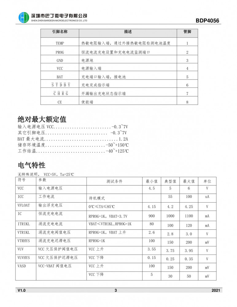 BDP4056 datasheet page 3