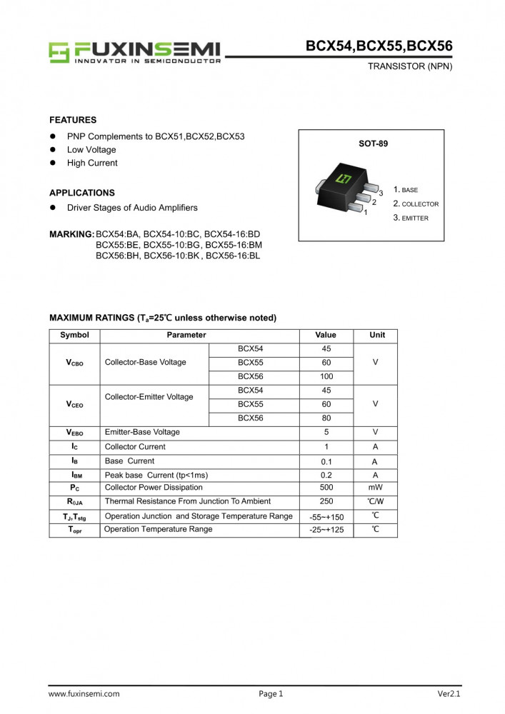 BCX56-16 datasheet page 1