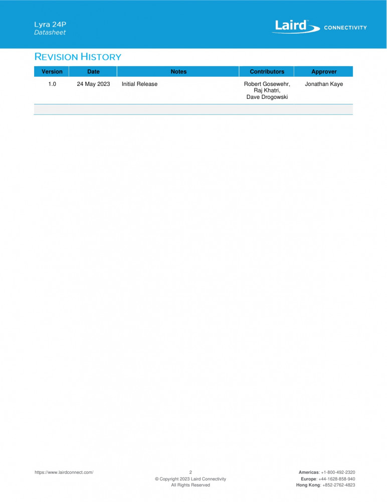 Lyra 24P datasheet page 2