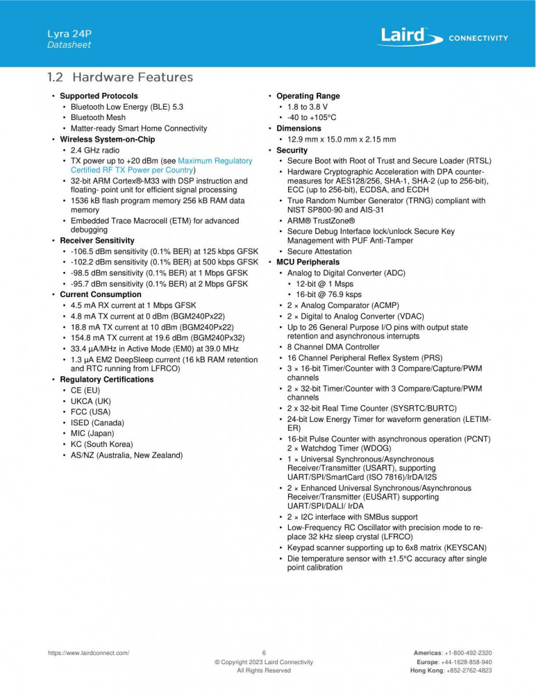 Lyra 24P datasheet page 6