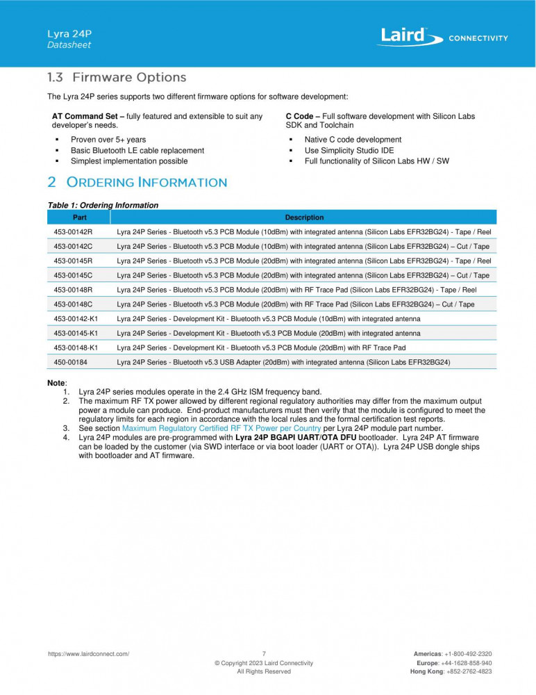 Lyra 24P datasheet page 7