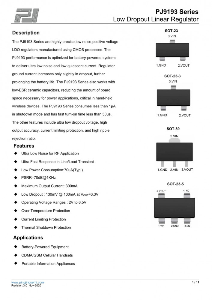 PJ9193M25SE datasheet page 1