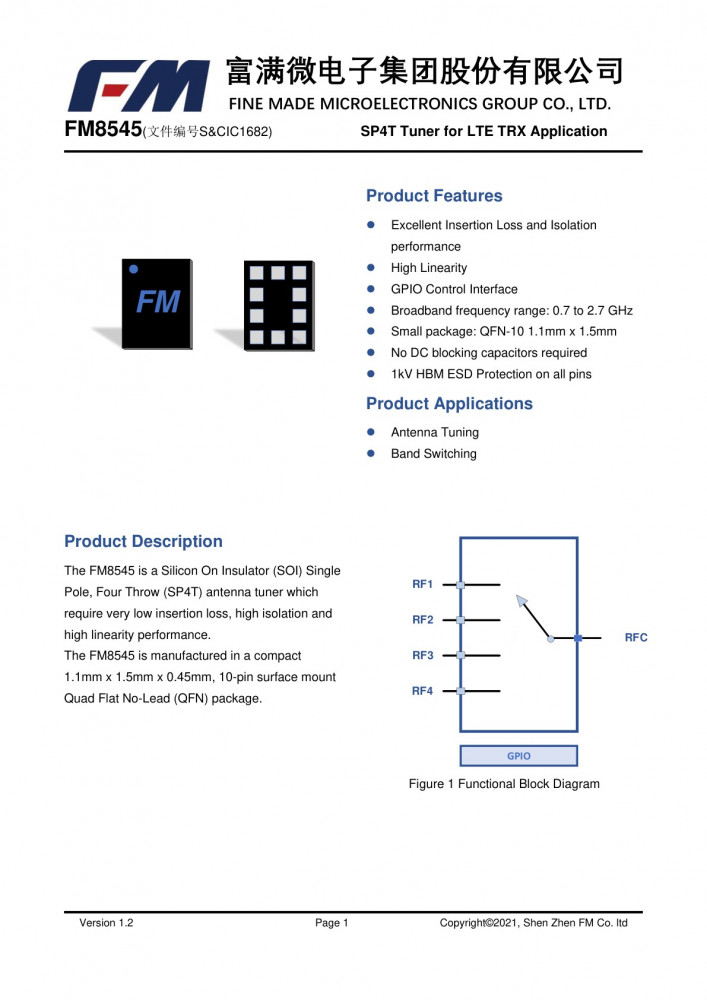 FM8545 datasheet page 1