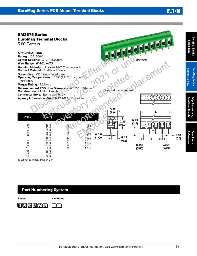 EATON EM3675 series technical document preview