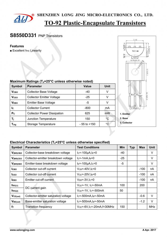 ALJ S8550D331 datasheet page 1