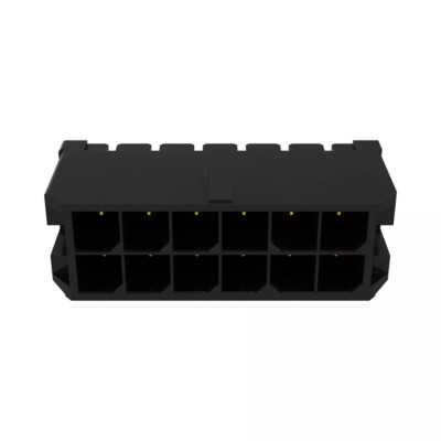 Micro-Fit 3.0 Right-Angle Header, 3.00mm Pitch, Dual Row, 12 Circuits, 0.38µm Gold Plating, Glow-Wire Capable, Black for sale
