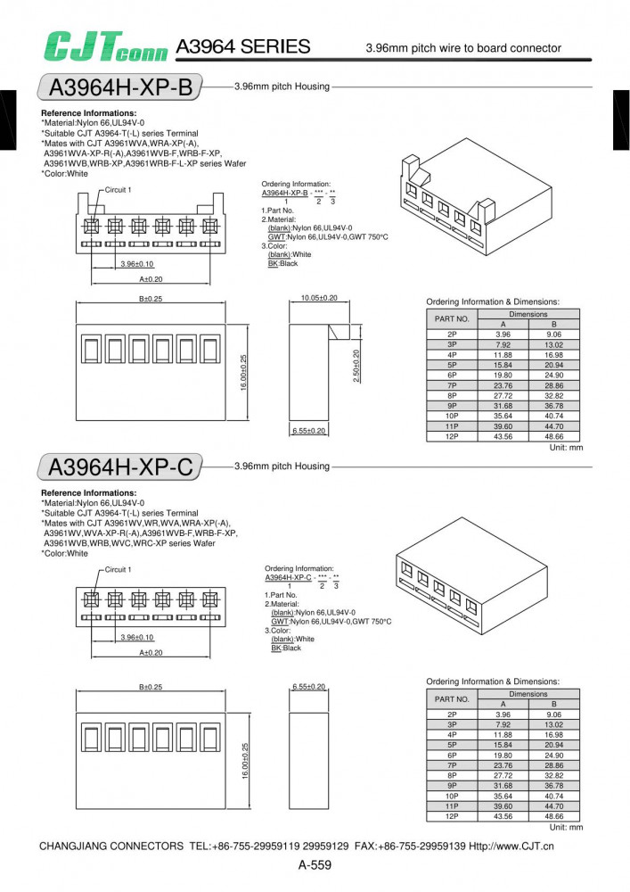 CJT A3964H connector datasheet page 4