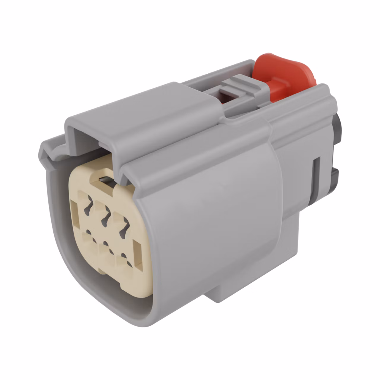 MX150 Mat-Sealed Female Connector Assembly, Dual Row, 6 Circuits, Keying Option B, with Connector Position Assurance, with Clipslot, Light Gray for sale
