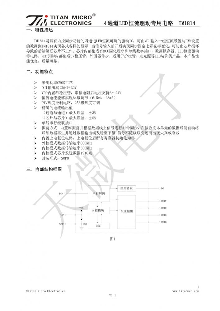 TM1814 datasheet page 1