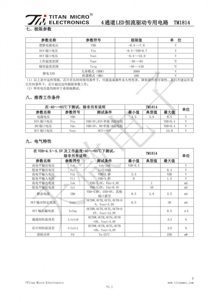 TM1814 datasheet page 3